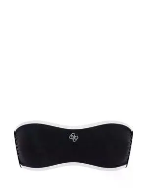 Guess Contrast Trim Logo Plaque Bikini Top - Black