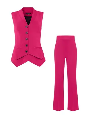TIA DORRAINE Fitted Waistcoat & Trousers Set – Hot - Pink