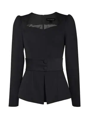 TIA DORRAINE Fitted Sweetheart Blouse - Black