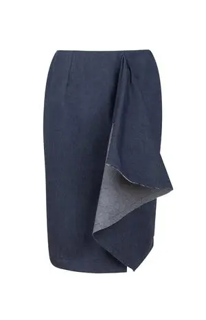 GUNDA HAFNER LTD Navy Denim Skirt With Ruffles - Blue