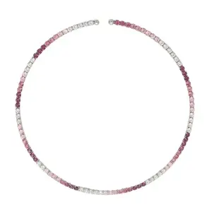 TALITA LONDON Silver Rose Cubic Zirconia Choker - Pink