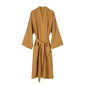 TAMEKO Nami Cotton Kimono Robe / Marigold - Yellow