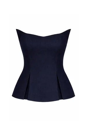 GUNDA HAFNER LTD Navy Unwashed Denim Cotton Corset - Blue