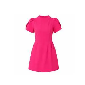 GIRL IN MIND Tulip Sleeve High Neck Mini Dress - Pink
