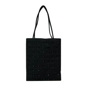 2KSTYLE Ingrid Satin Bead Hand-embellished Mini Tote Bag - Black