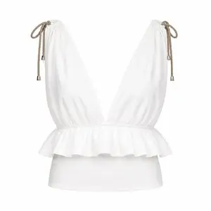 GUNDA HAFNER LTD Sleeveless Seersucker Top - White