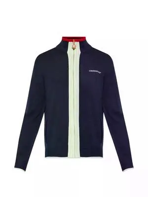 Casablanca Logo-embroidered Zip-up Cardigan - Blue