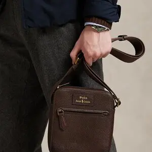 Ralph Lauren Pebbled Leather Crossbody Bag - Dark Brown