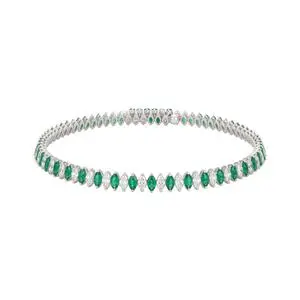 TALITA LONDON Marquise Emerald And White Tennis Bracelet - Green