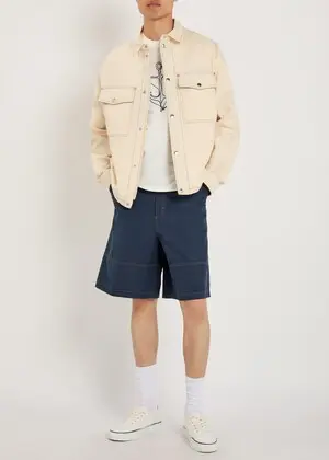 Moncler Wide-leg Cotton And Linen-blend Shorts