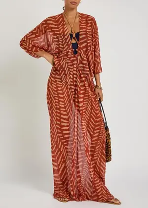 Johanna Ortiz Sensory Tapestry Patterned Georgette Maxi Kaftan Dress