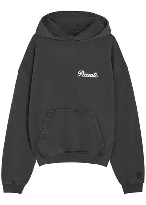 PICANTE Embroidered Cotton Hooded Sweatshirt - Black Other