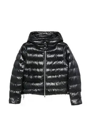 Herno Quilted Zip-up Hooded Jacket - Black