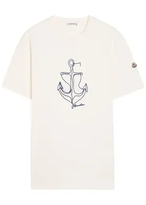 Moncler Embroidered Cotton T-shirt - White
