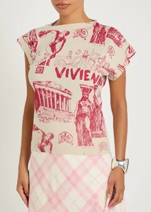 VIVIENNE WESTWOOD Justine Printed Cotton And Cashmere-blend T-shirt - White