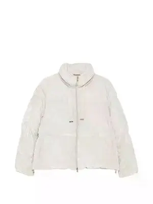 Herno Quilted Crushed-velvet Jacket - Neutrals