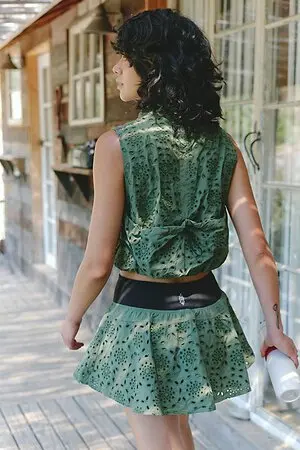 Free People Gone Hiking" Set: Zip-front Vest And Skort With Cutout Details