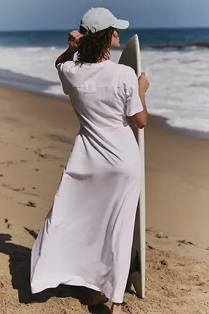 Free People Cotton Maxi Tunic Tee With Side Slit