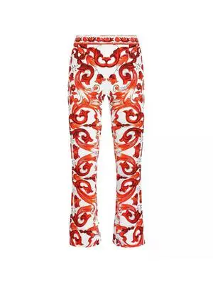 Dolce & Gabbana Majolica Print Charmeuse Trousers - White
