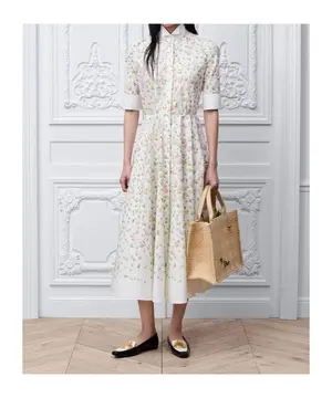 Dior Mid-length Belted Shirtdress With Hallmark Bee And Signature Print