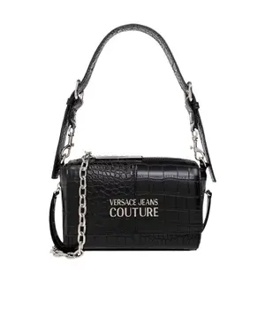 Versace Crocodile-effect Shoulder Bag - Black