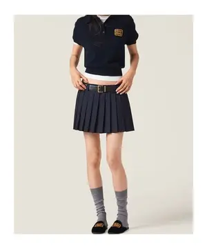 Miu Miu Logo-patch Pleated Mini Skirt