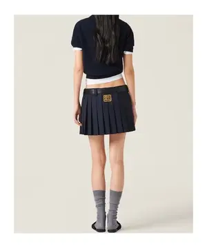 Miu Miu Logo-patch Pleated Mini Skirt