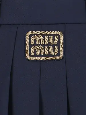 Miu Miu Pleated Mini Skirt With Embroidered Logo
