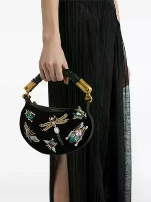 Balmain Mini Ébène Insect Bag In Embroidered Velvet