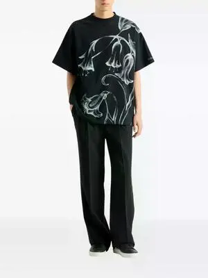 Balmain Printed Flower T-shirt - Black