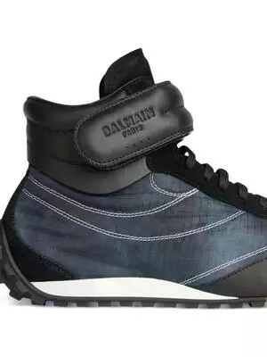 Balmain Racing Mid-top Trainers In Nylon And Leather