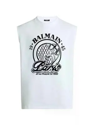Balmain Flocked Quilted Tank Top - White