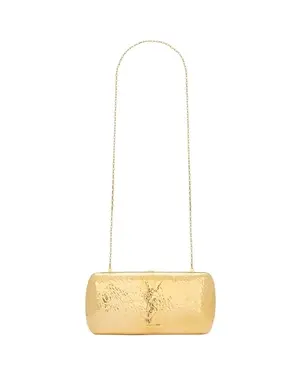 Saint Laurent Evening Logo Plaque Clutch Bag - Nude