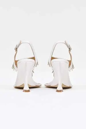 Acler Jobin Heel Embellished Sandals - Ivory