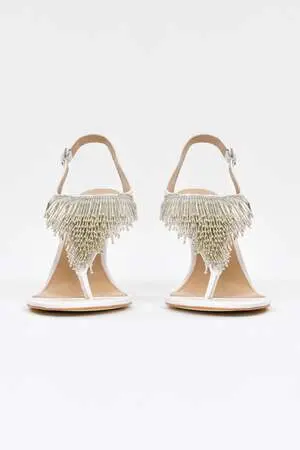 Acler Jobin Heel Embellished Sandals - Ivory