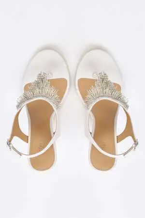 Acler Jobin Heel Embellished Sandals - Ivory