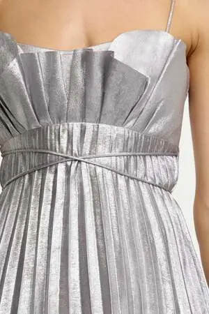 Acler Kelsale Maxi Dress Metallic Pleated Gown