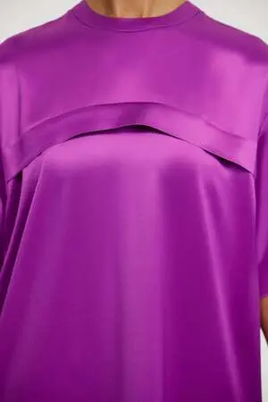 Acler Baile Dress In Woven Satin - Deep Mulberry