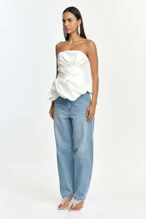 Acler Dorval Sculptural Strapless Top - Ivory