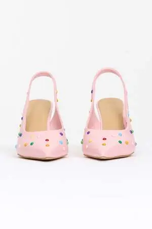 Acler Judley Embellished Pointed Toe Slingback Heel - Fairy Bread