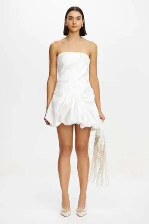 Acler Strapless Draped Rosette Mini Dress - Ivory