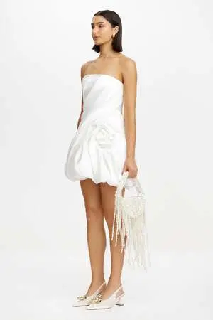 Acler Strapless Draped Rosette Mini Dress - Ivory