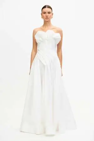 Acler Sculptural Maxi Dress In Stretch Dupion - Ivory