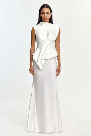 Acler Sculptural Satin Gown - Ivory