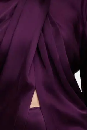 Acler Soroba Top Draped Crossover Satin Blouse