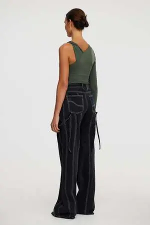 Acler Wyson Knit Jersey Top - Deep Olive