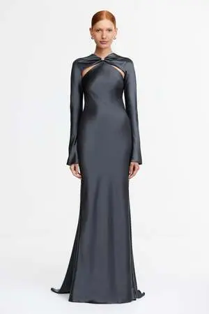 Acler Long Sleeve Cut-out Gown - Charcoal