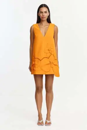 Acler Sculpted Mini Dress - Neon Mango