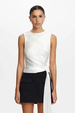 Acler Sleeveless Sculptural Satin Top