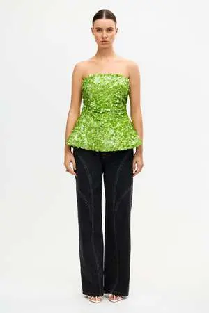 Acler Pipson Sequin Embellished Top - Basil Green
